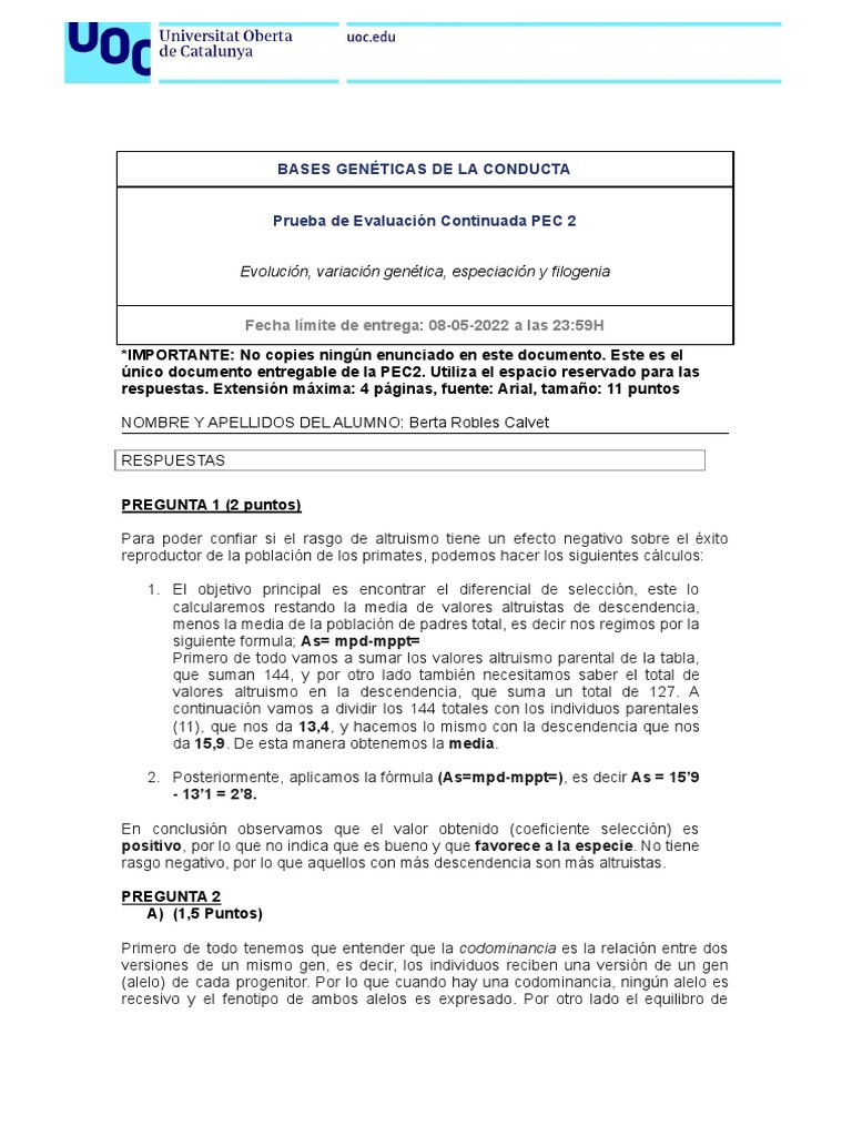 Pec2. Bases. | PDF | Alelo | Genotipo