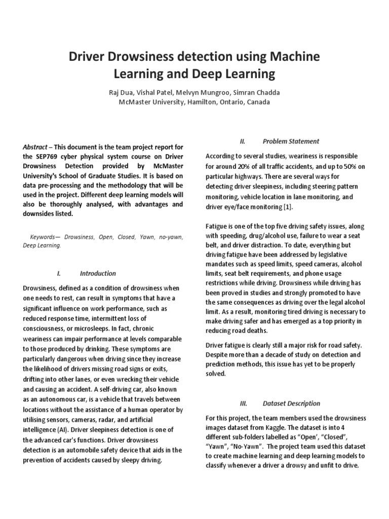 Driver Drowsiness Detection Using Deep Learning | PDF | Artificial Neural Network | Applied ...