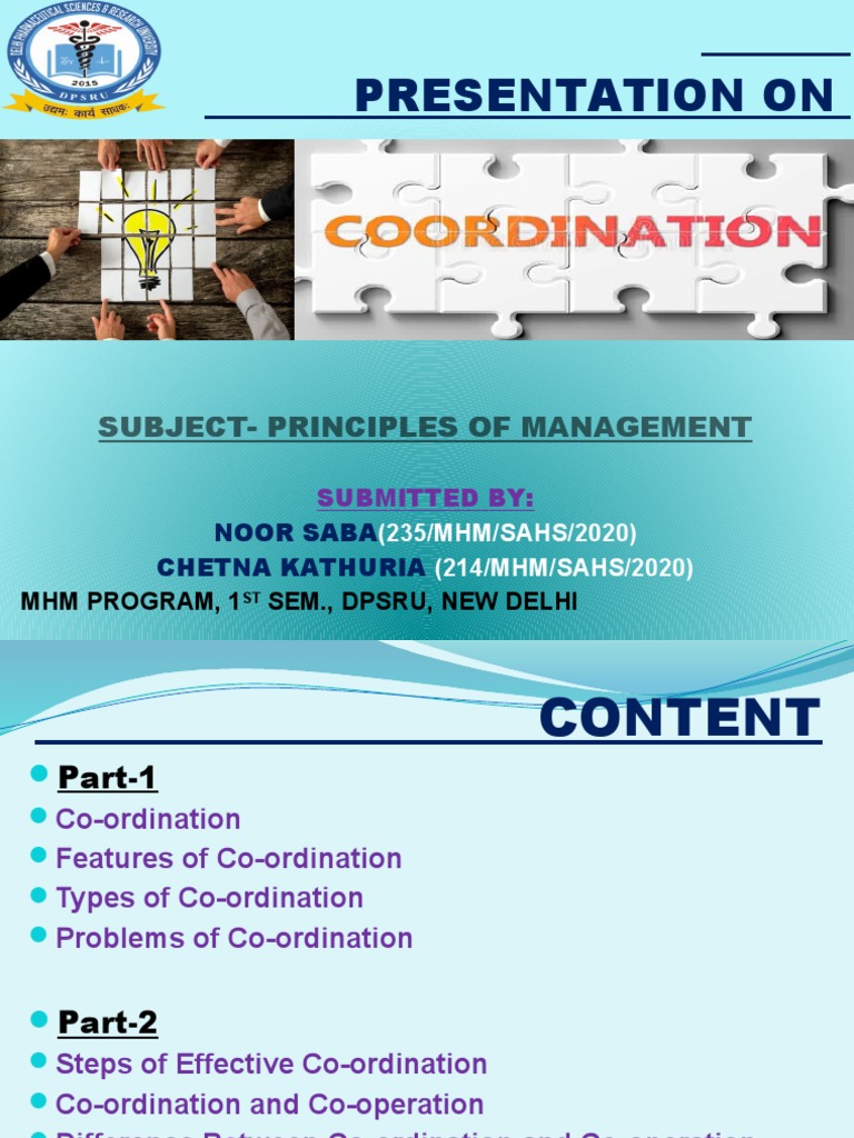 Principles of Coordination in Management | PDF | Organizational ...