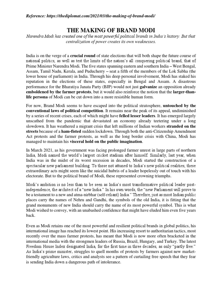 The Making of Brand Modi ôn tập | PDF | Narendra Modi