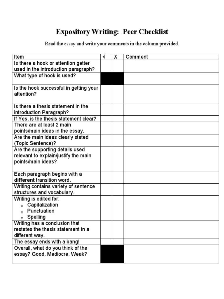 Peer Checklist | PDF