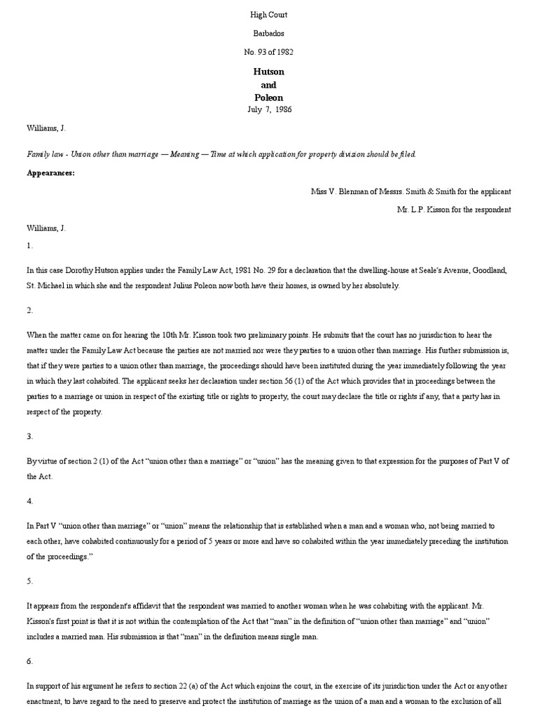 Hutson-v-Poleon | PDF | Marriage | Government