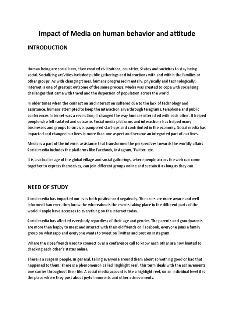 Impact of Social Media On Human Behavior and Attitude | PDF | Social ...