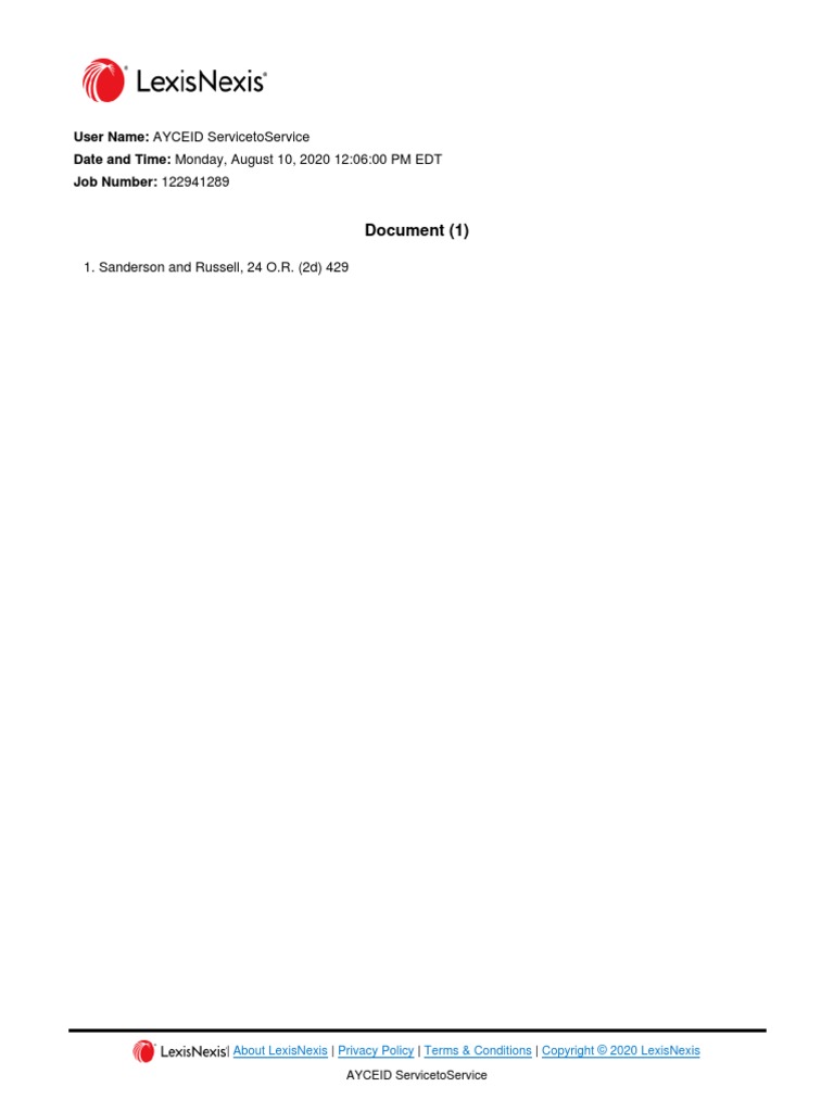 Sanderson and Russell, 24 O.R. (2d) 429 | PDF | Alimony | Public Law