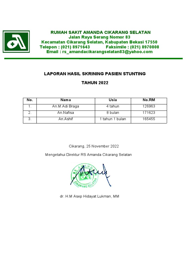 Rumah Sakit Amanda Cikarang Selatan | PDF