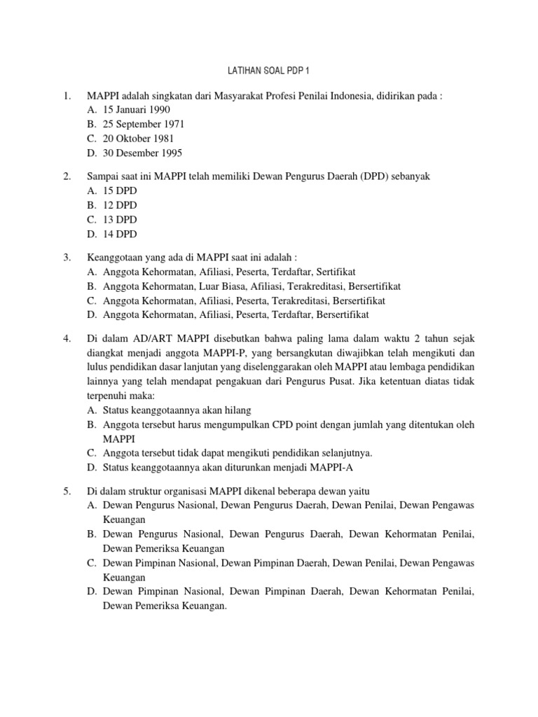 Latihan Soal PDP 1 | PDF