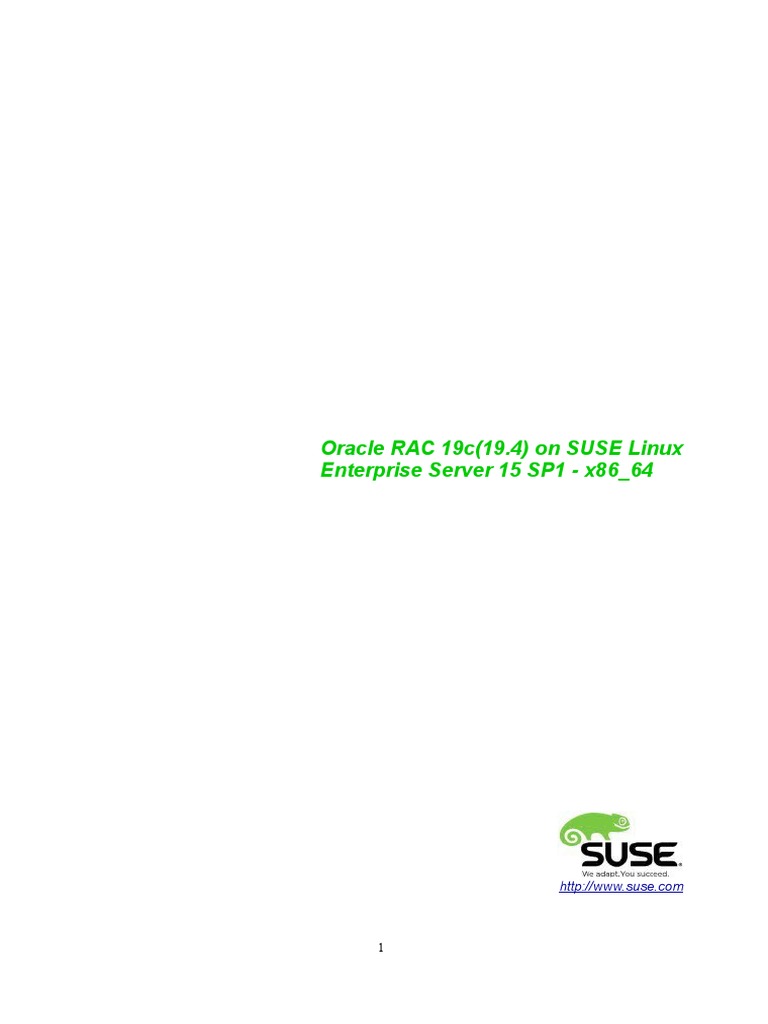 Oracle Rac 19c On Sles15 Sp1 Pdf Computer Cluster Software 2073