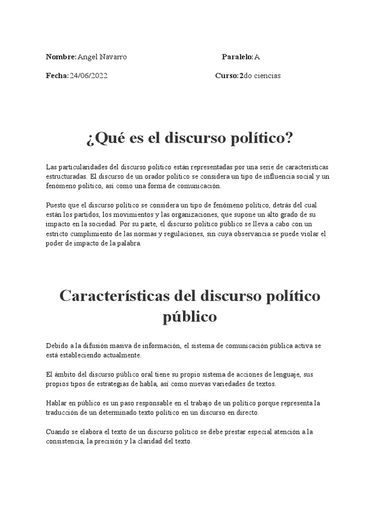 Discurso Politico 2 | PDF