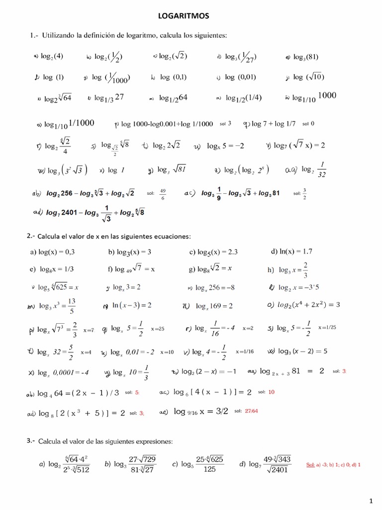 Logaritmos Ejercicios | PDF