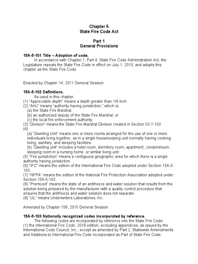 2018 IFC Utah Amendments | PDF | Fire Safety | Assisted Living