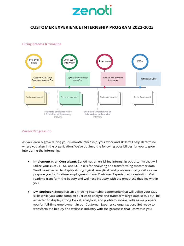 Zenoti Customer Experience Internship 2023 | PDF | Business