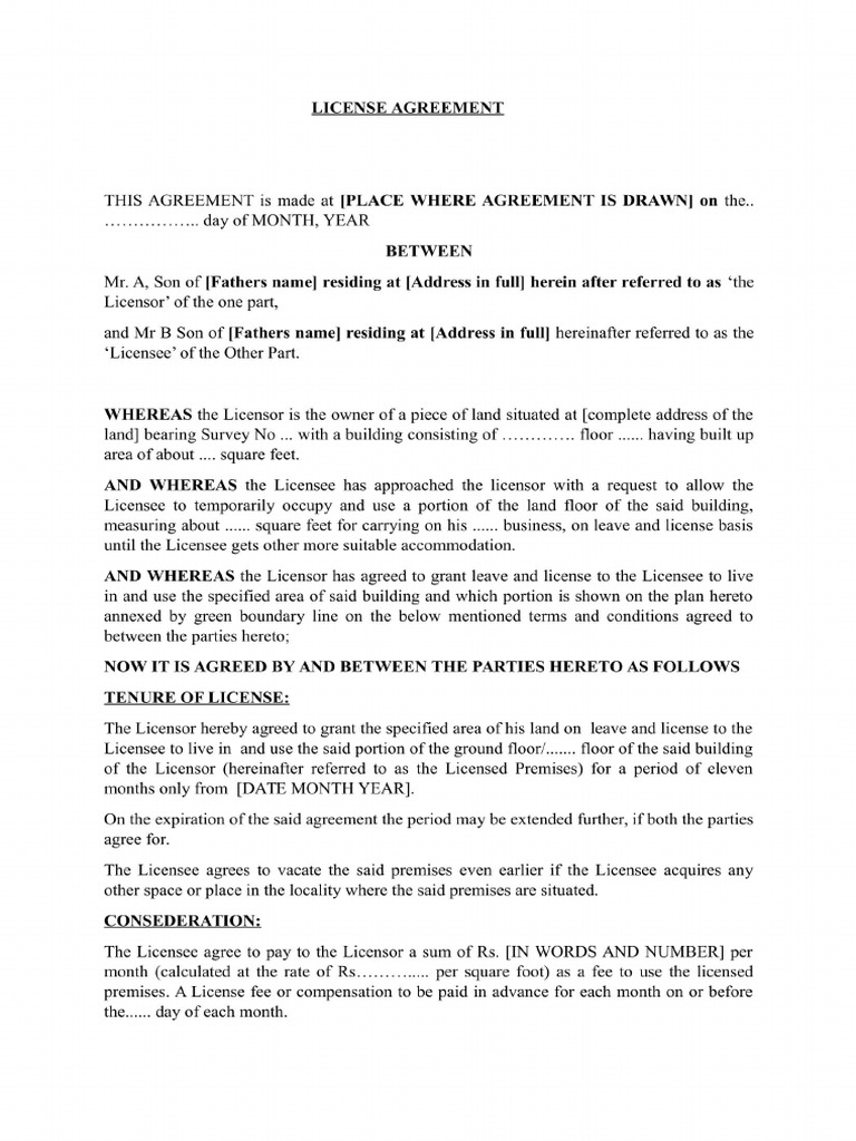 Draft of License Agreement | PDF