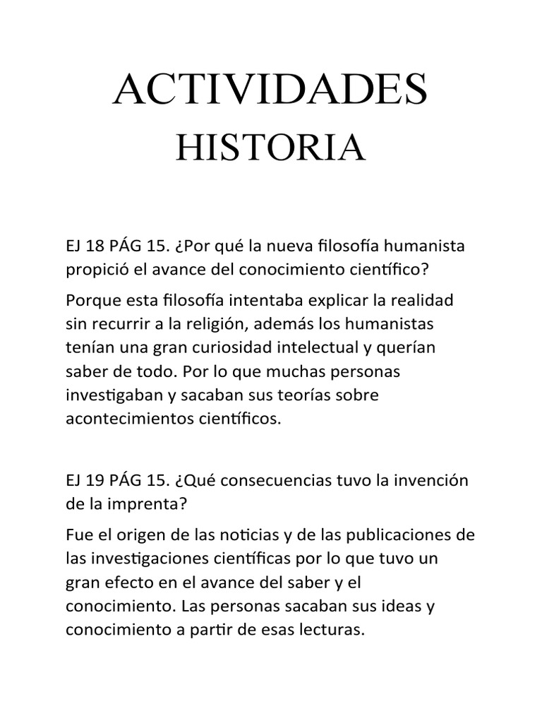 Actividades Historia | PDF