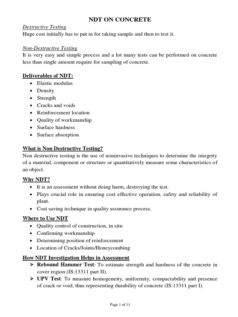 NDT On Concrete: Destructive Testing | PDF | Concrete | Ultrasound