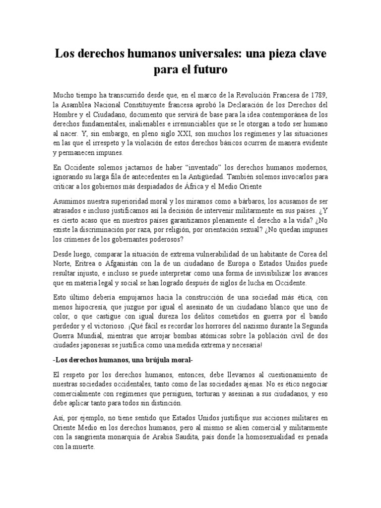 Los derechos humanos universales | PDF | Derechos humanos | Los Estados ...