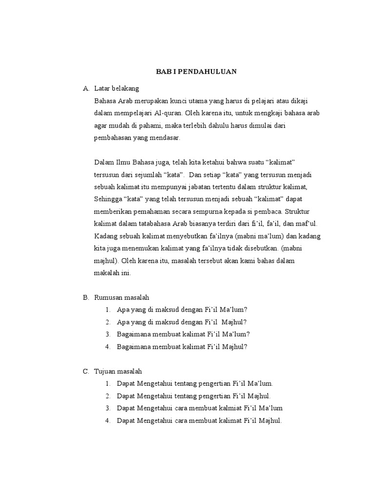 Fi'il Ma'lum dan Majhul dalam Bahasa Arab | PDF