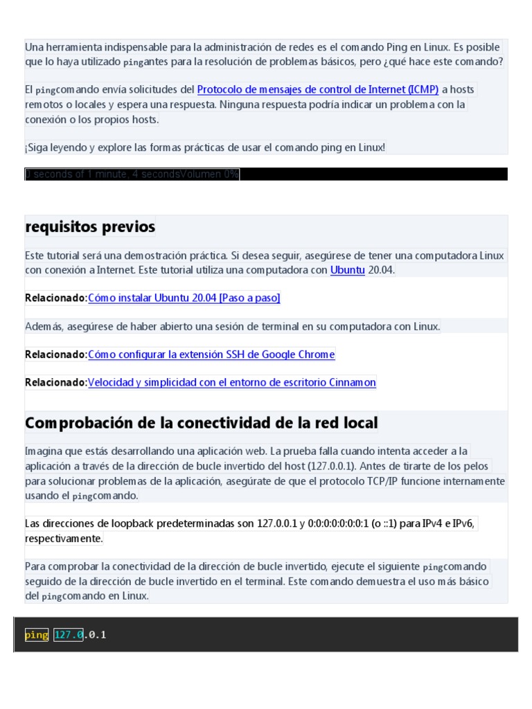 Ejemplos Prácticos de Comando Ping en Linux | PDF | Yo Pv6 | Protocolos de internet