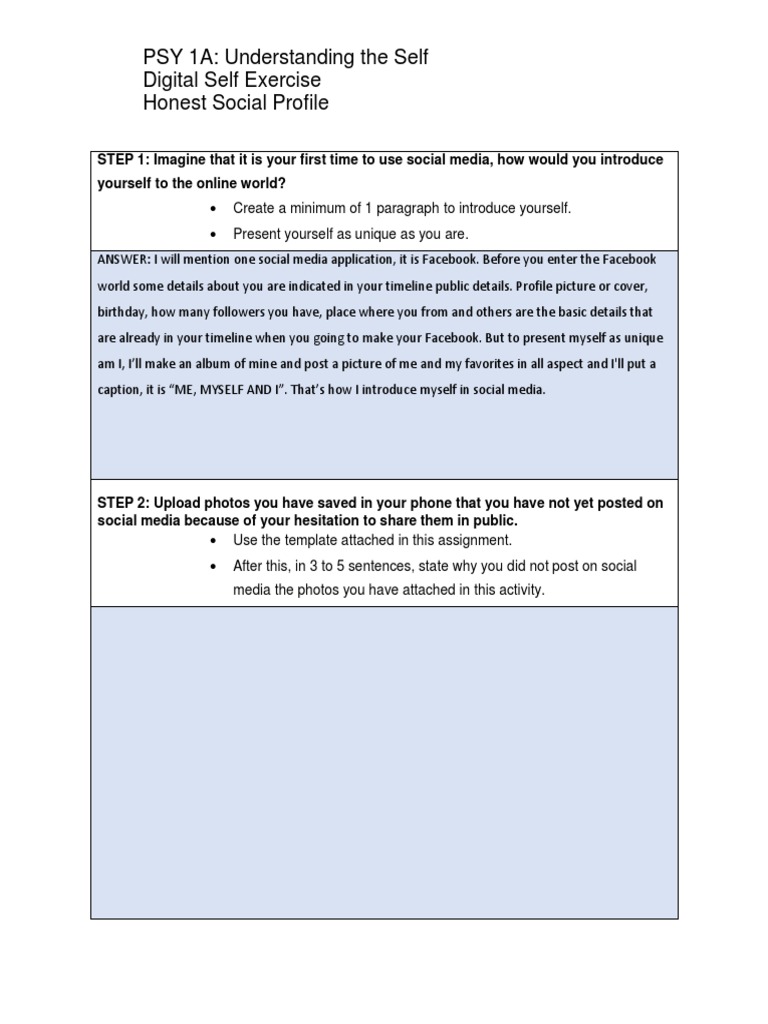 Digital Self Activity Template | PDF
