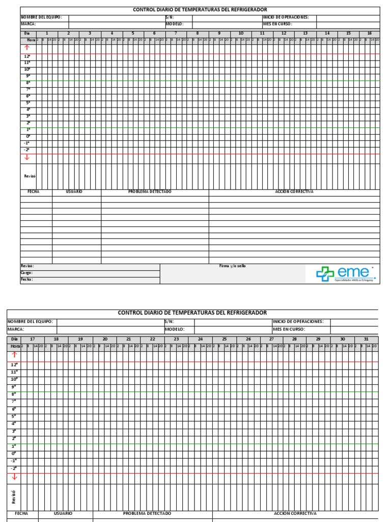 Bitacoras de Temperaturas Refrigerador EME 2 | PDF Bitacoras de Temperaturas Refrigerador EME 2 | PDF