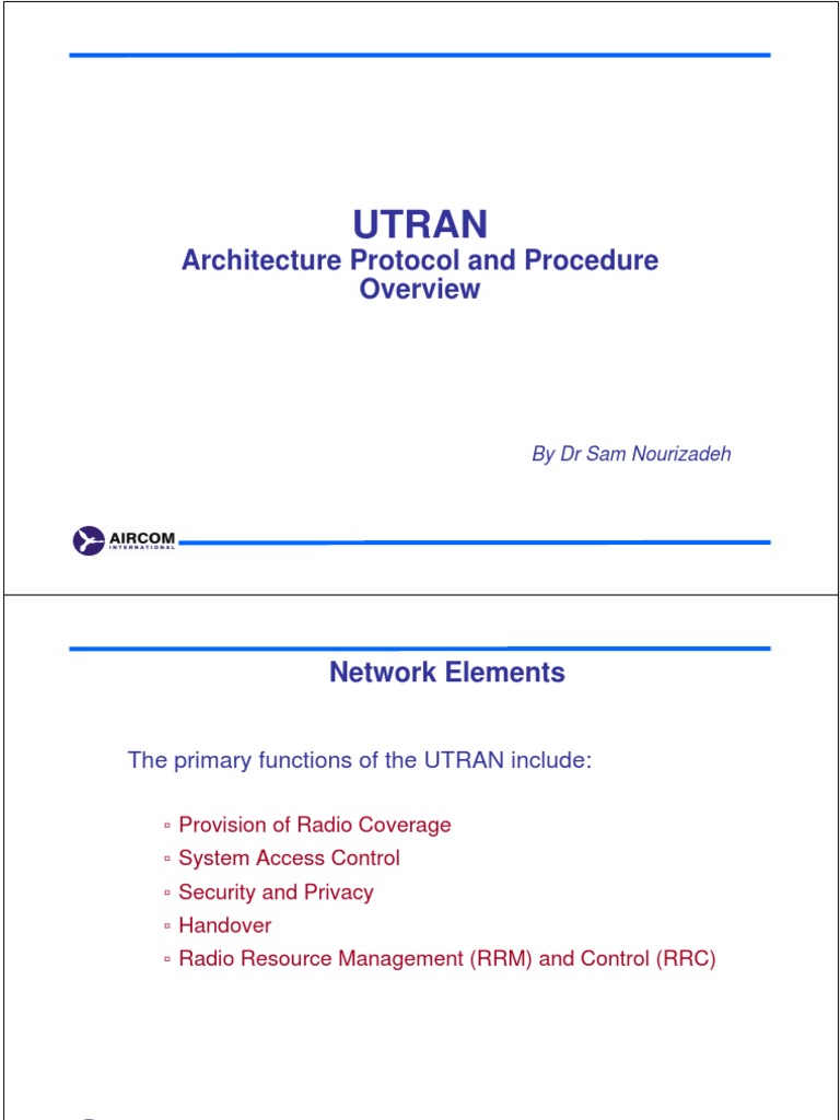 UTRAN Architecture and Procedure | PDF | High Speed Packet Access | Computer Network