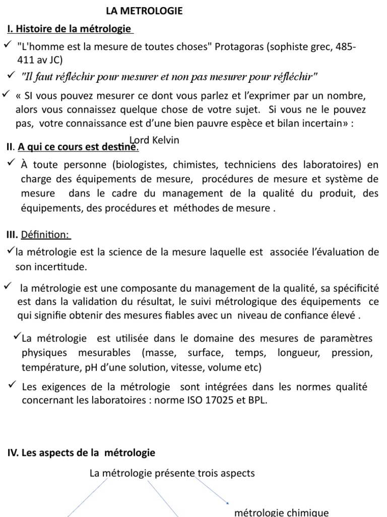 Metrologie 1 | PDF | Écart type | Erreur de mesure