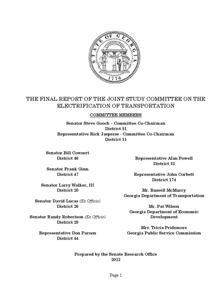 GA Transportation Electrification Study Committee Final Report | PDF ...