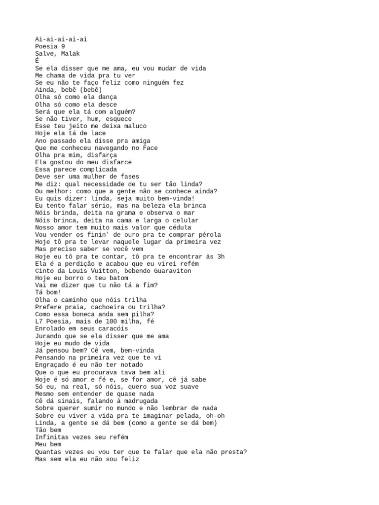 Poesia Acustica Letra | PDF | Amor