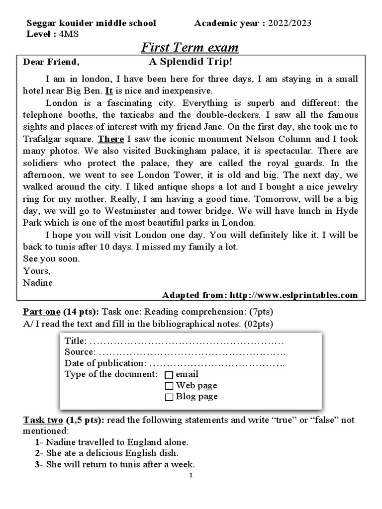 First Term Exam | PDF