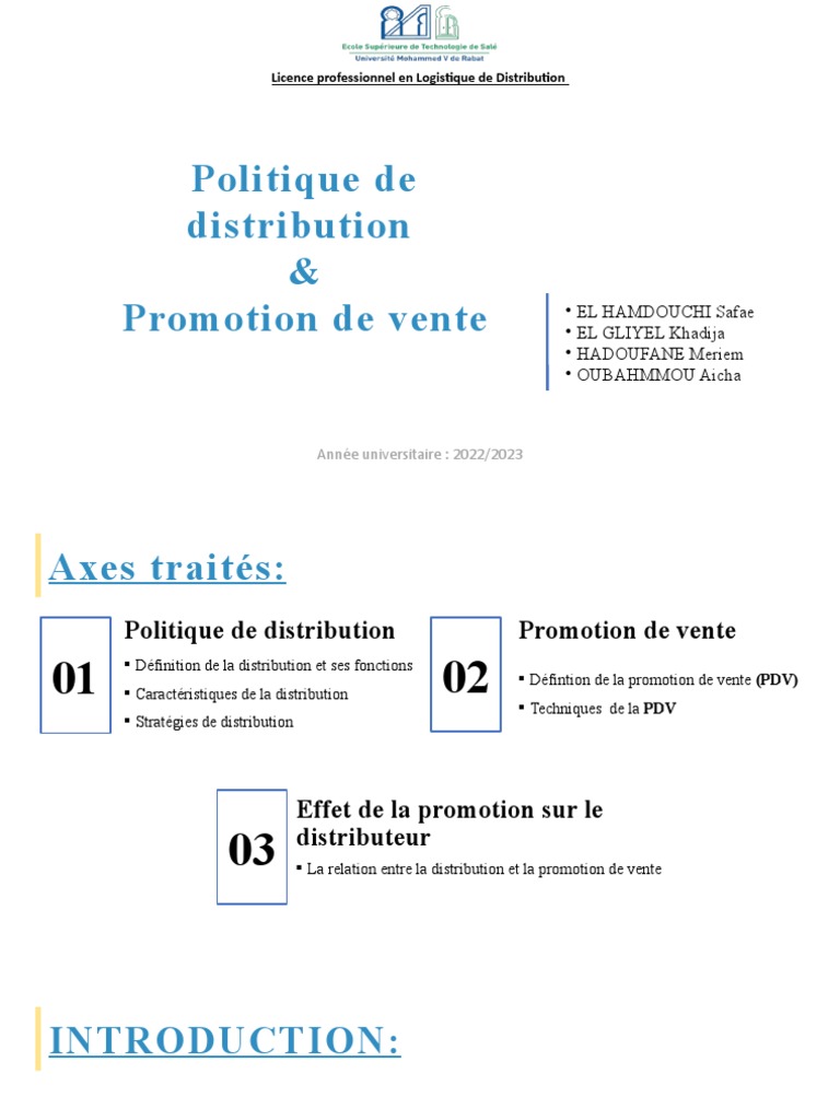 Politique et Promotion de Distribution | PDF | Commercialisation ...