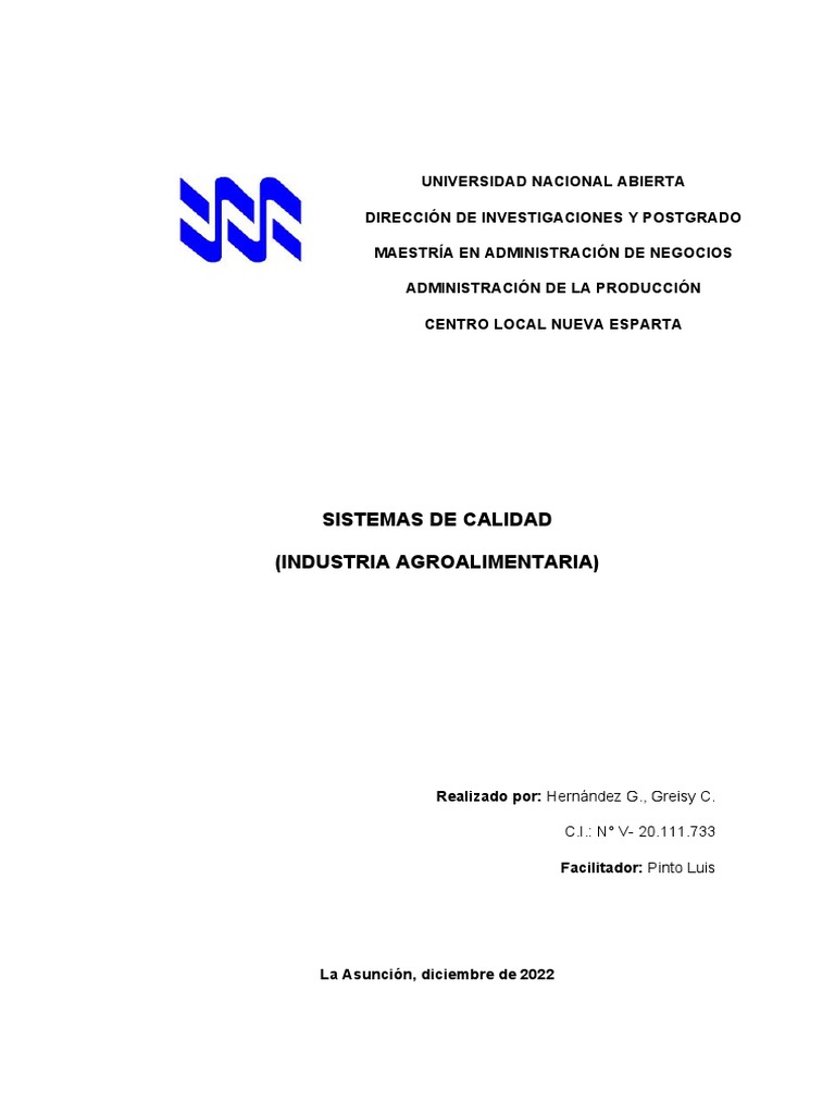 Sistema de Calidad-Tarea 3-Greisy Hernandez | PDF | Análisis de Riesgo ...
