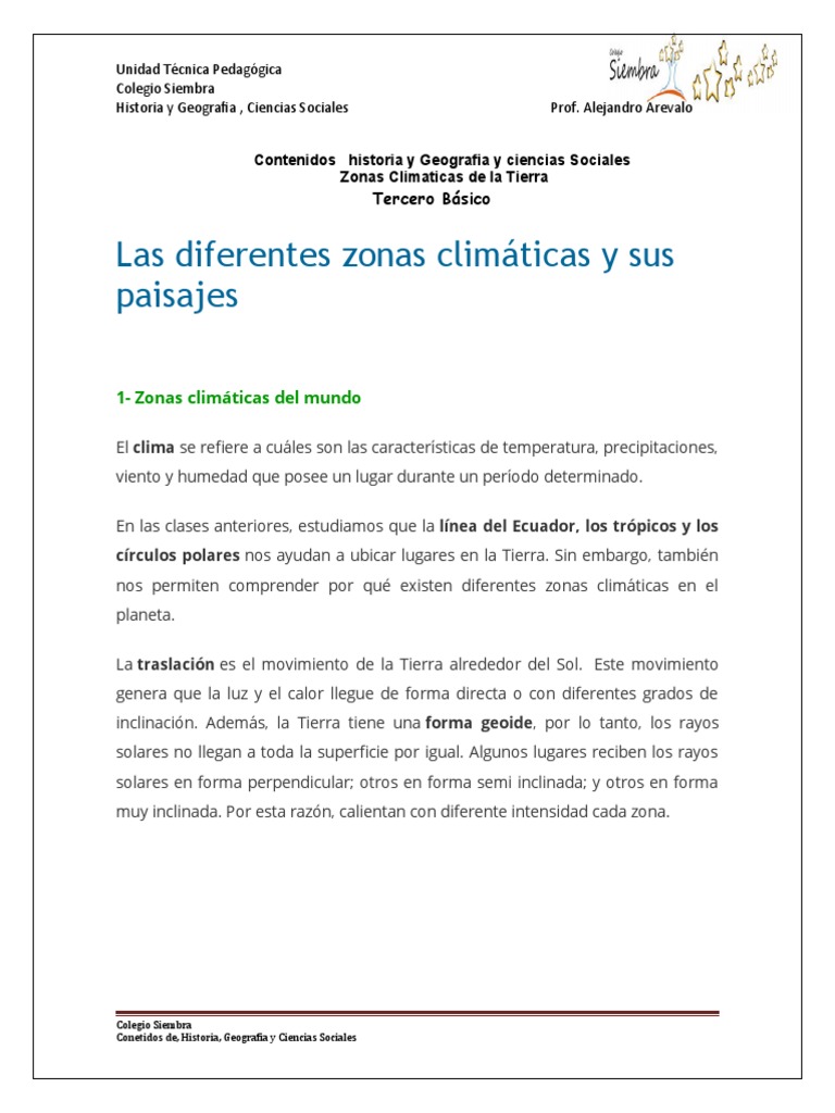 Zonas climáticas de la Tierra y sus paisajes característicos | PDF ...