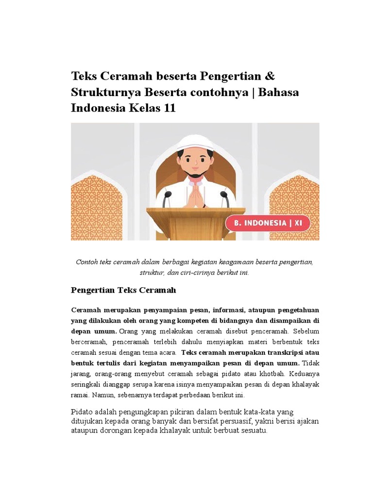 Contoh Teks Ceramah Beserta Pengertian | PDF