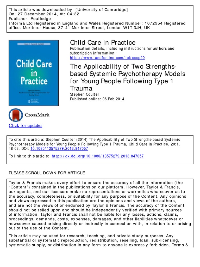 Coulter, 2014 Strength-Based For Trauma Youngsters | PDF ...