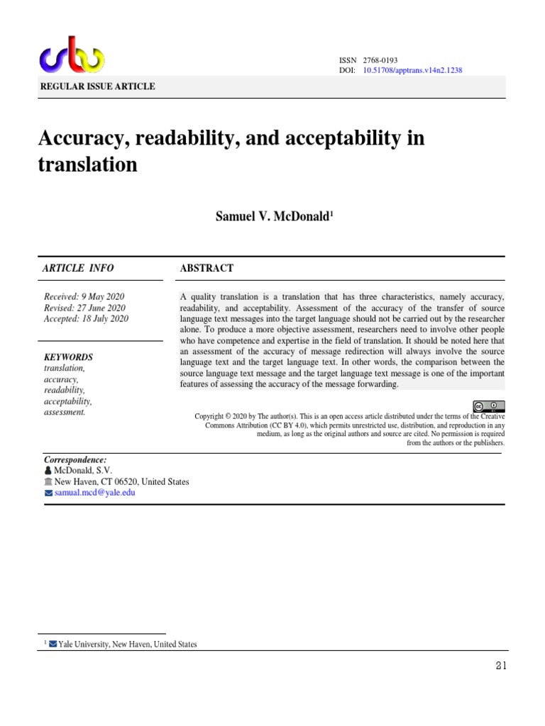Accuracy Readability and Acceptability I Ed24ad76 | PDF | Translations | Internet
