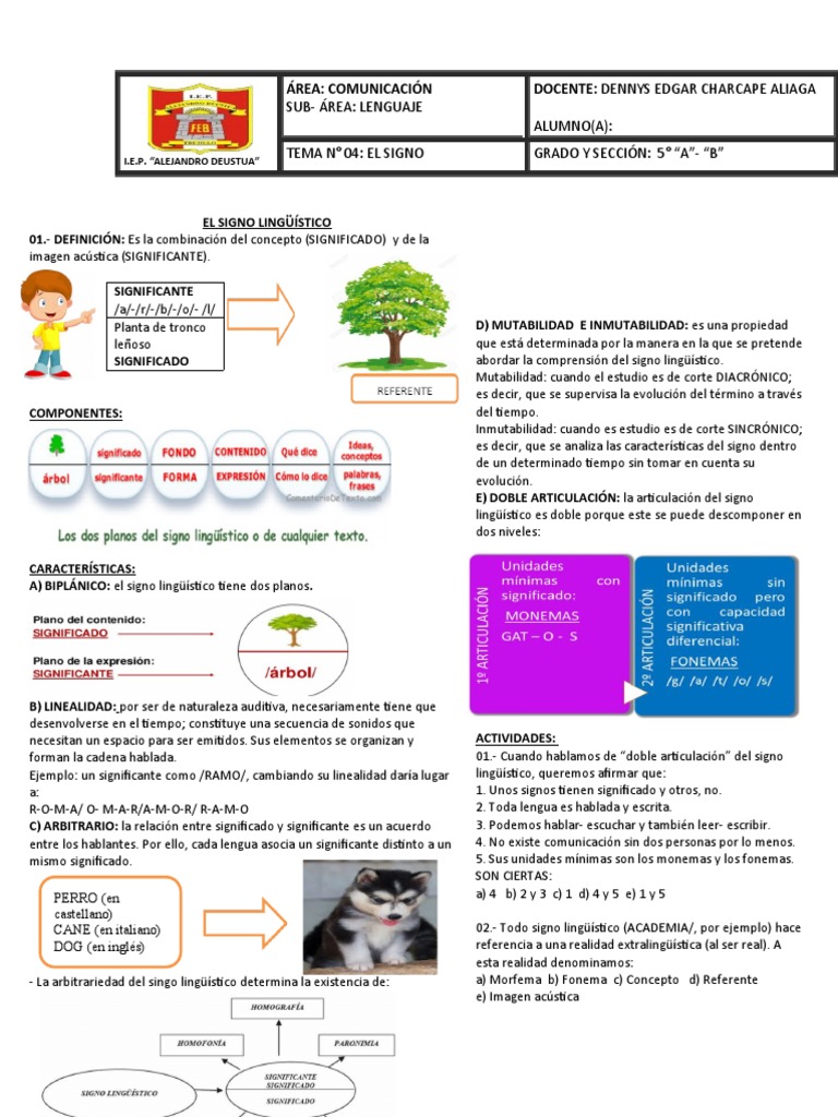 El Signo Lingüístico: Definición y Ejemplos | PDF | Lingüística | Palabra