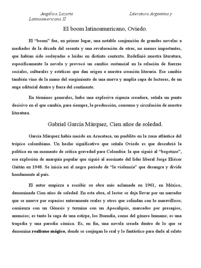 El Boom Latinoamericano | PDF | Novelas | Gabriel García Márquez