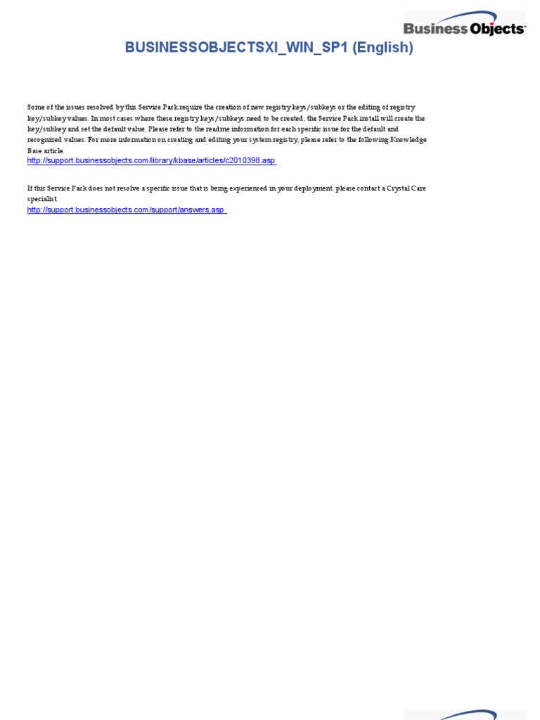 Business Objects Xi Win en Sp1 | PDF | Windows Registry | Portable Document Format