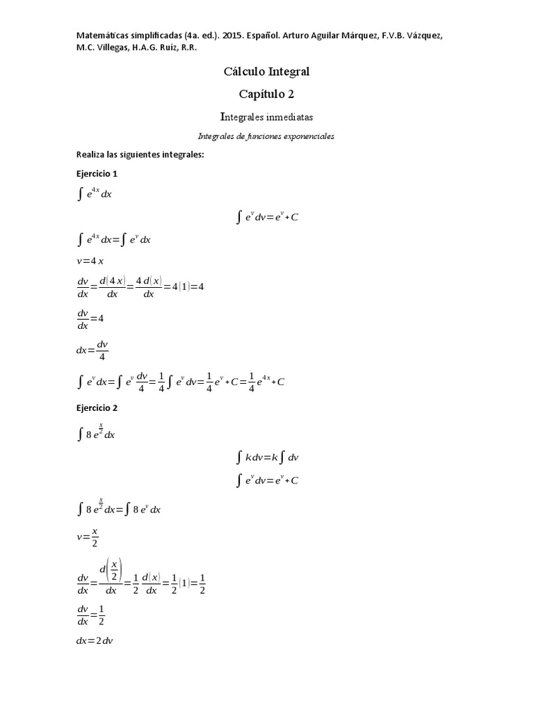 Intergación - Capitulo 2 - Integrales - Funciones - Exponenciales | PDF | Análisis | Álgebra lineal