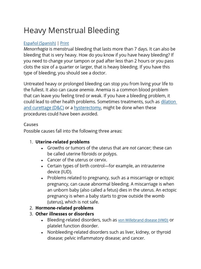 Heavy Menstrual Bleeding | PDF | Menstruation | Female Mammals