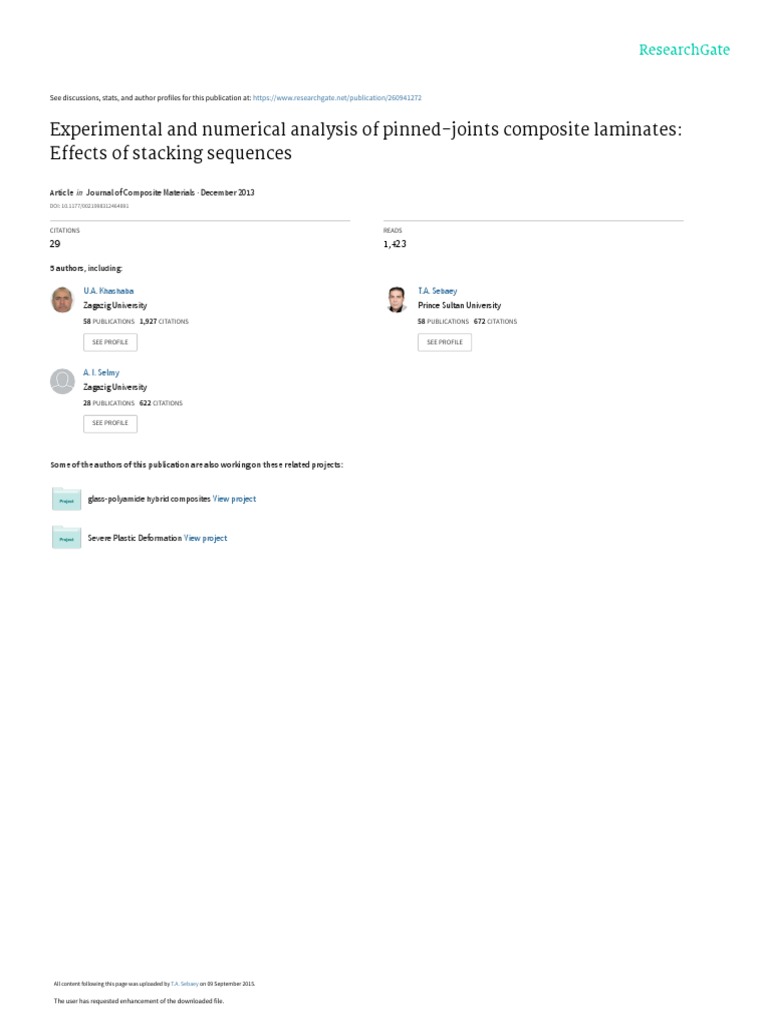 Experimental And Numerical Analysis Of Pinned Composites For Stacking Sequence Effect Pdf