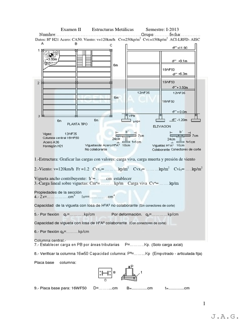 Examenes Estr. Metalicas | PDF | Construyendo tecnología | Ingeniería de Edificación