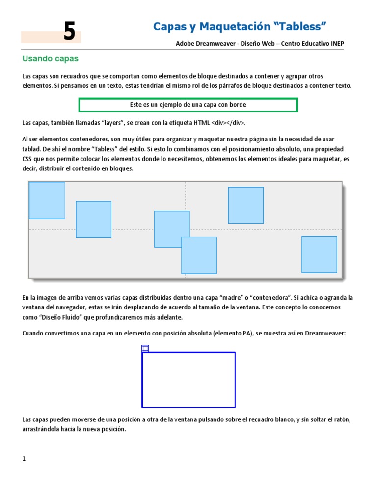 Maquetación Web con Capas en Dreamweaver | PDF | Adobe Dreamweaver | HTML