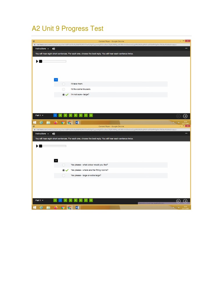 A2 Unit 9 Progress Test Pdf