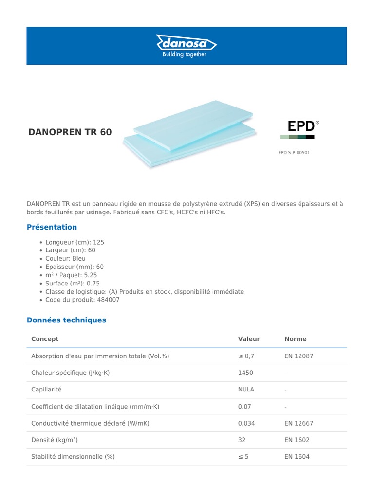 Danosa - DANOPREN TR 60 | PDF | Isolation thermique | Chimie