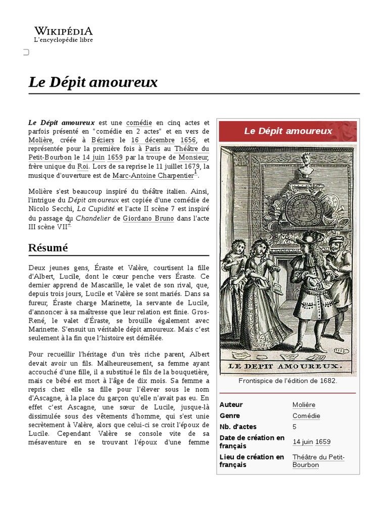 Comédie "Le Dépit amoureux" de Molière | PDF | Molière | Comédie