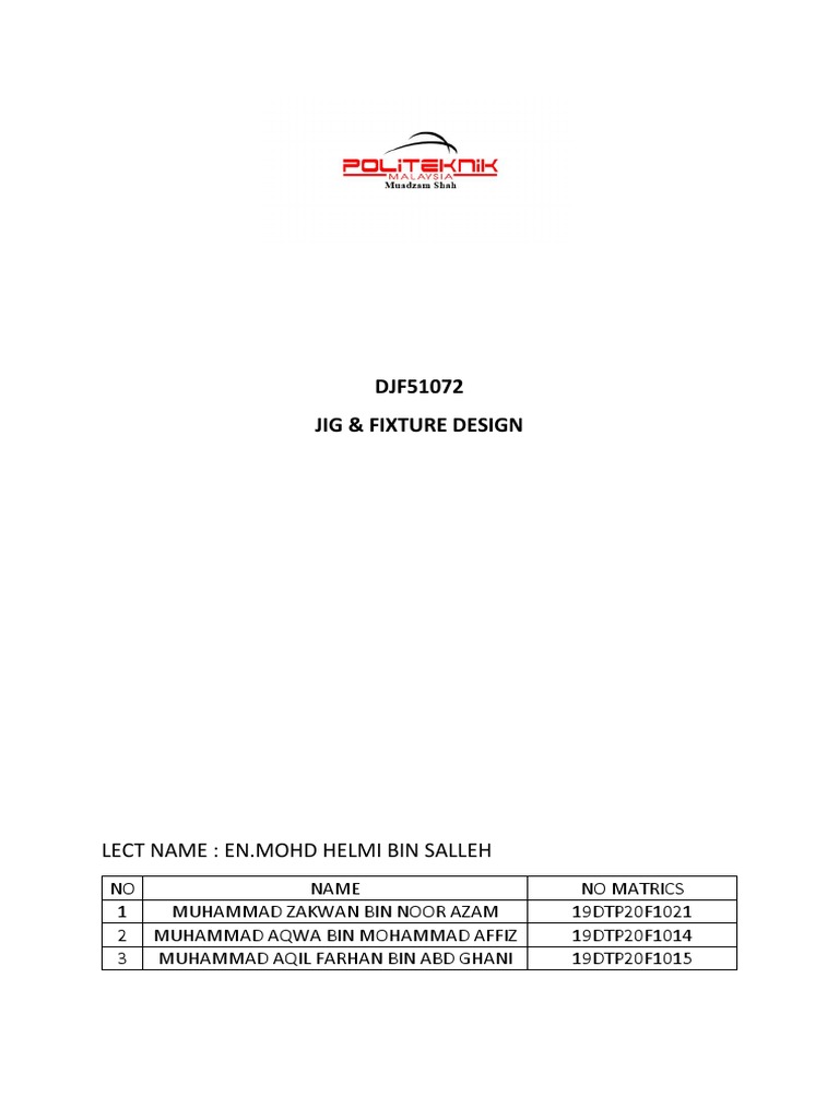 Design and Analysis of a Drilling Jig and Fixture for Manufacturing Circular Parts | PDF ...