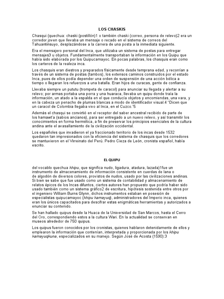 Los Chaskis | PDF | América del Sur | Perú