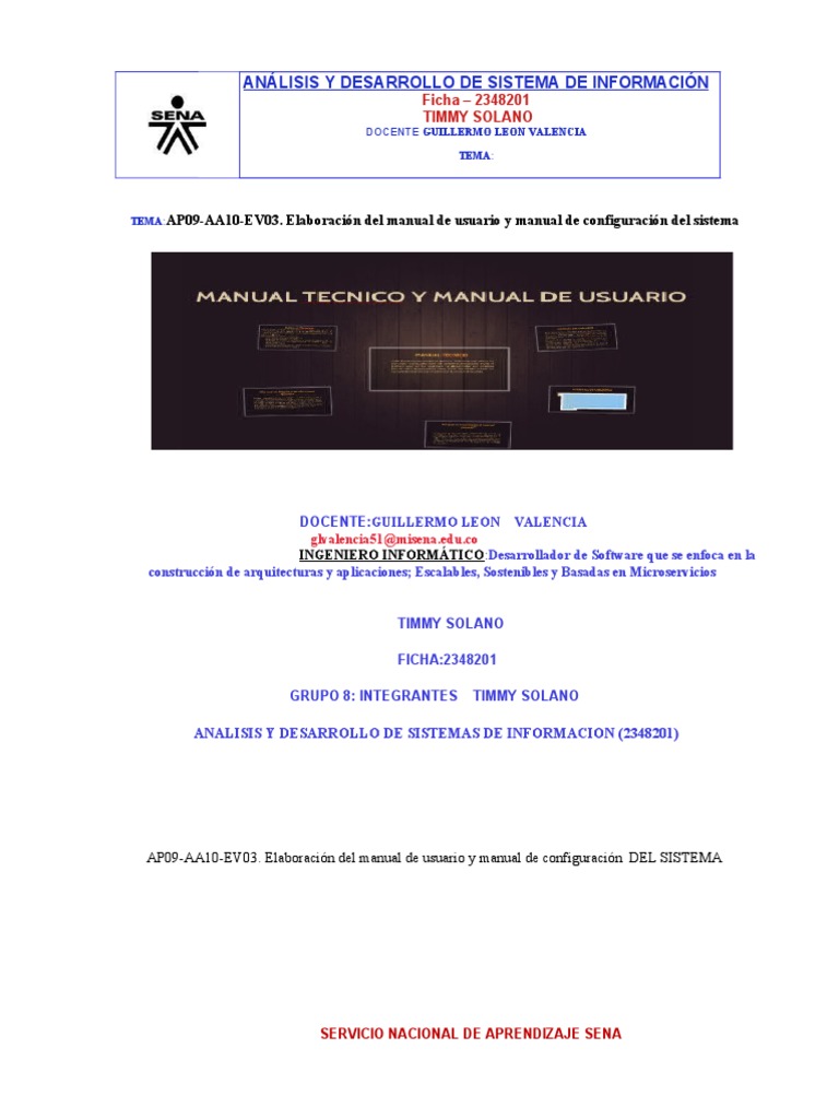 AP09-AA10-EV03. Elaboración del manual de usuario y manual de configuración | PDF | Usuario ...