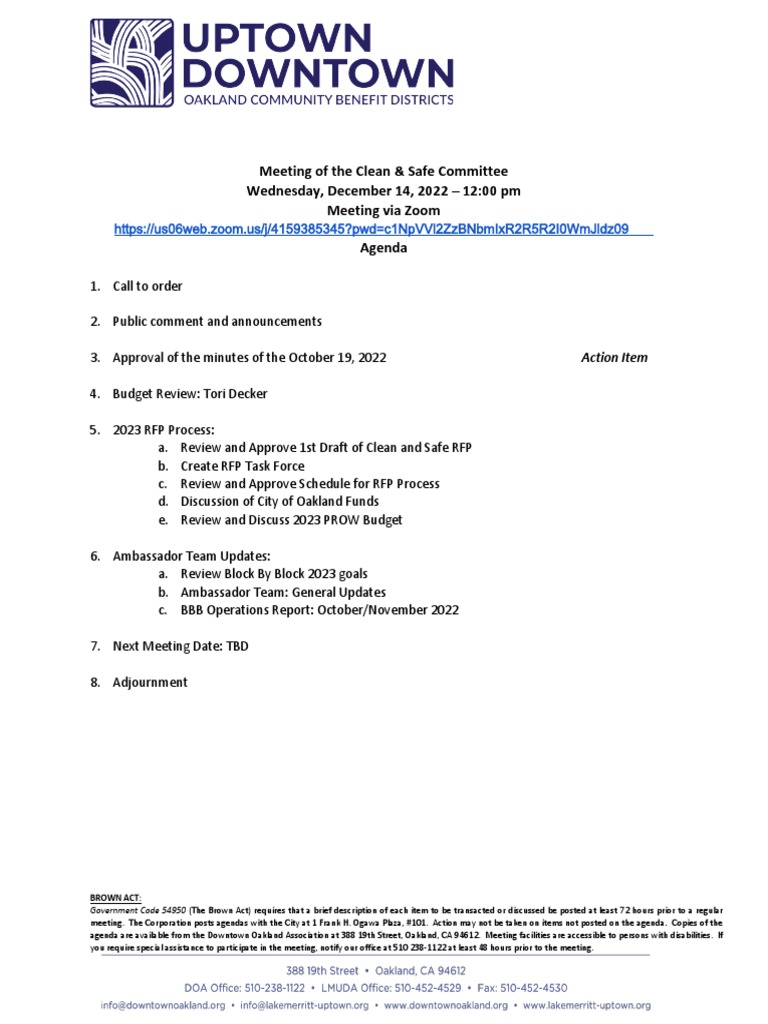 Clean & Safe December 14, 2022 Agenda Packet | PDF | Waste | Pollution