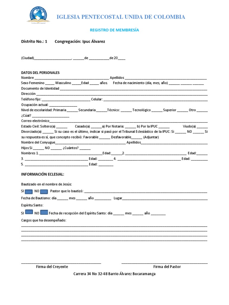 Registro de Membresia Ipuc Alvarez | PDF | Bautismo